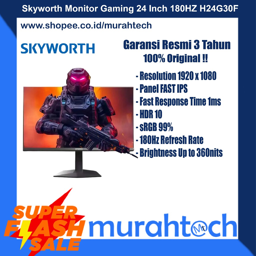 Jual [PACKING KAYU] Skyworth H24G30F Monitor Gaming 24 Inch 180Hz Fast ...
