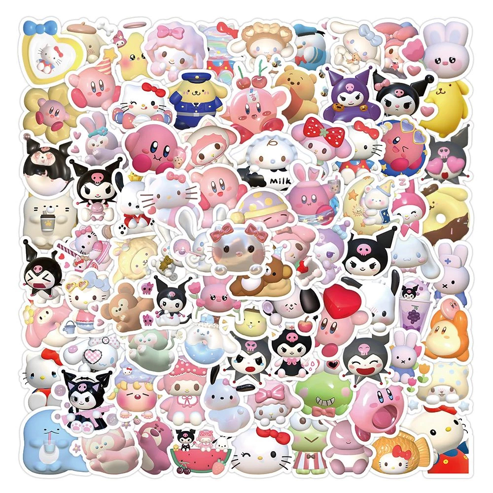 Jual 100PCS 3D Sanrio Stiker Anti Air Adhesive Waterproof Sticker ...