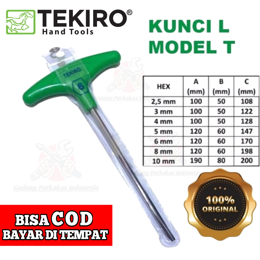 Jual KUNCI L MODEL T TEKIRO SEMUA UKURAN - KUNCI L HEXAGONAL MODEL T ...
