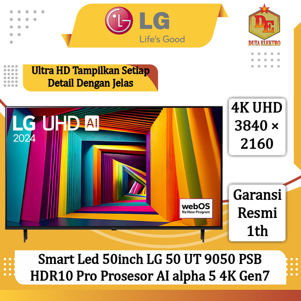 Jual Smart Led 50inch LG 50 UT 9050 PSB HDR10 Pro Prosesor AI alpha 5 ...