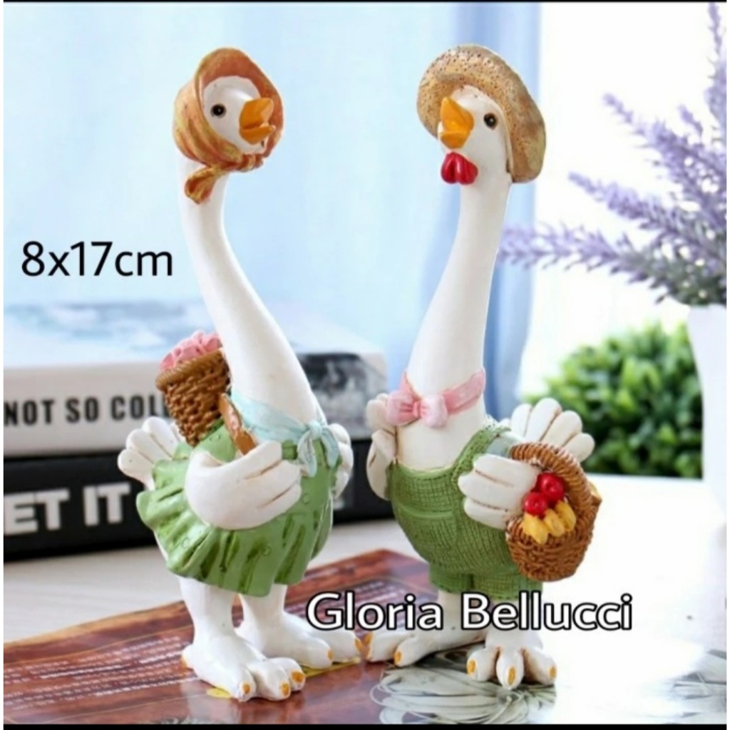 Jual Patung pajangan angsa bebek statue goose keranjang buah tas ...