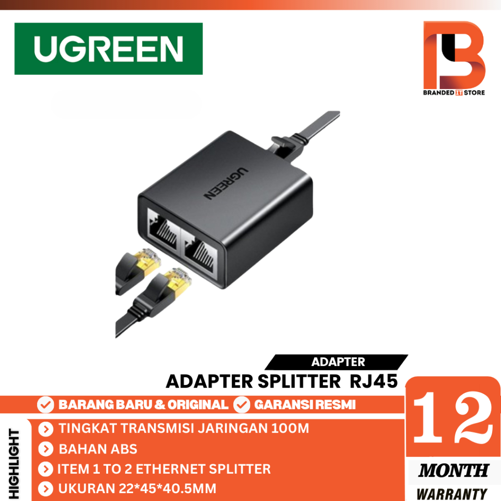 Jual UGREEN ADAPTER SPLITTER RJ45 LAN 1 TO 2 ETHERNET NETWORK 1000M ...