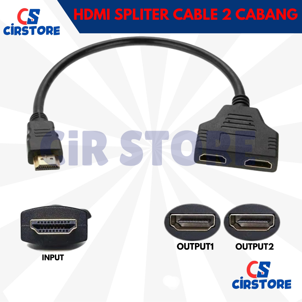 Jual Spliter HDMI Cable Input Male TO 2 Output Female/ Kabel Adaptor ...