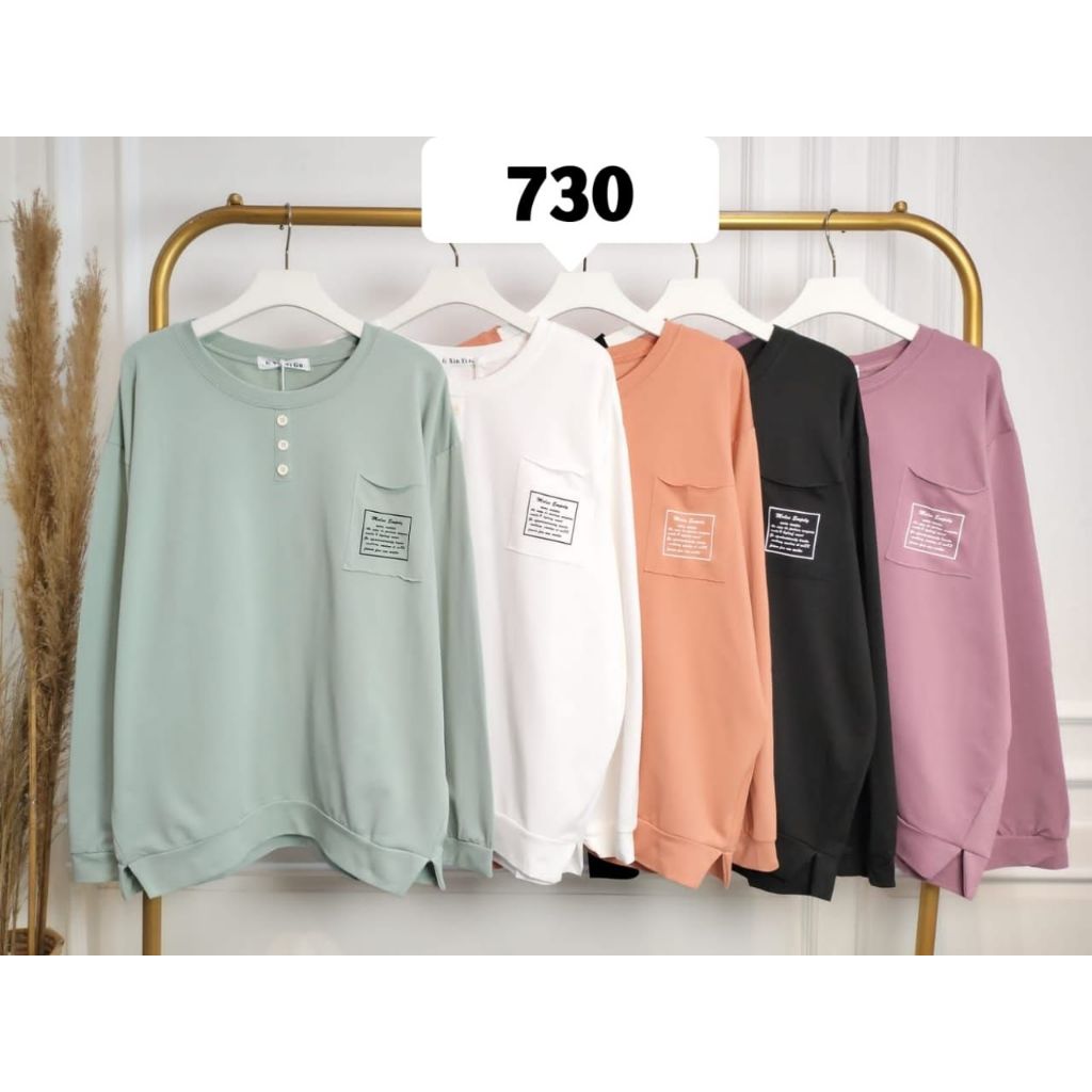 Jual ATASAN WANITA 730# KANCING VARIASI (POCKET PRINT TULISAN) KAOS ...
