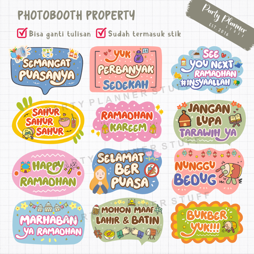 Jual Fun props ramadan iftar idul fitri stik foto pawai obor dekorasi ...