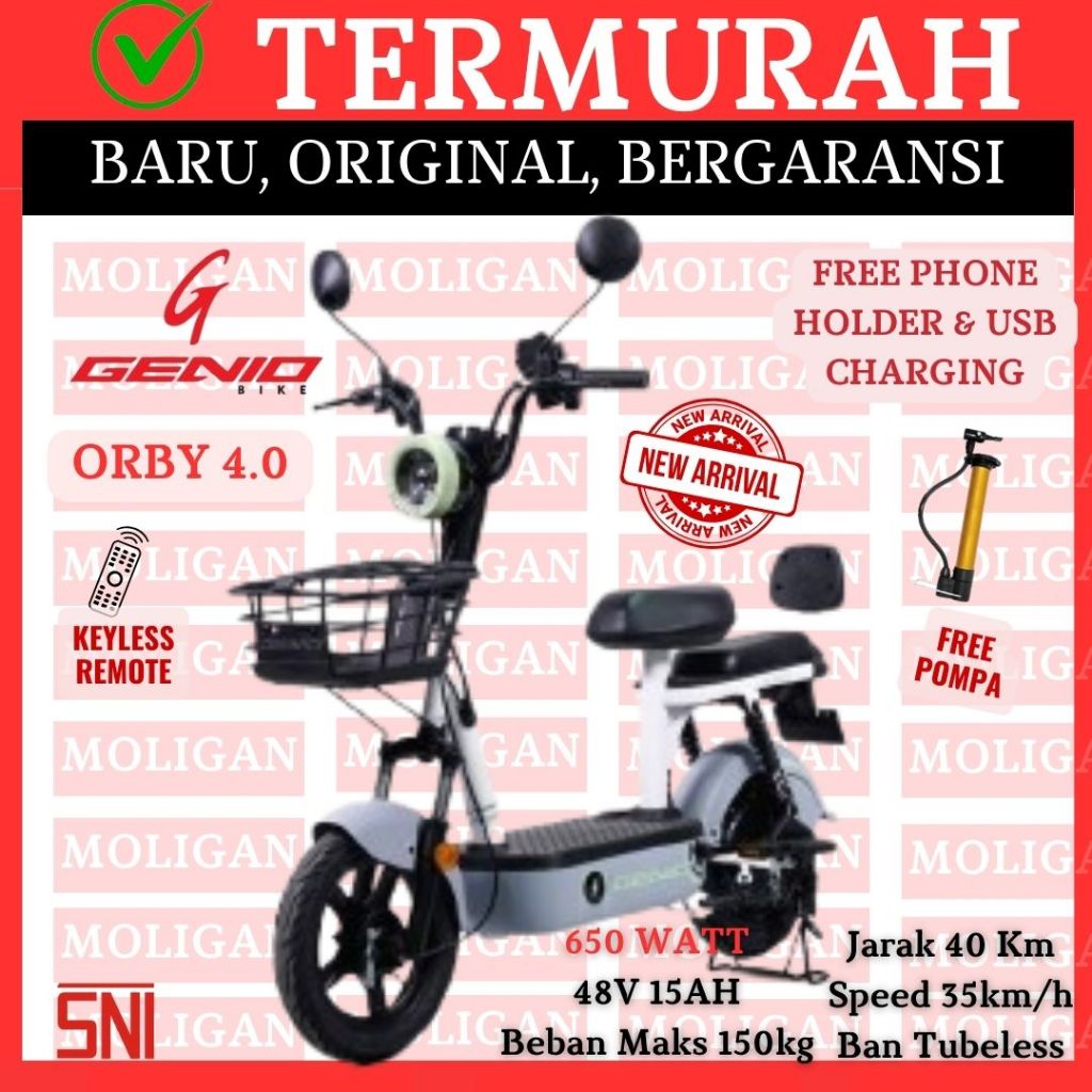 Jual Termurah GENIO ORBY 4.0 & RUBICK RAVENA Sepeda Listrik 650 Watt ...