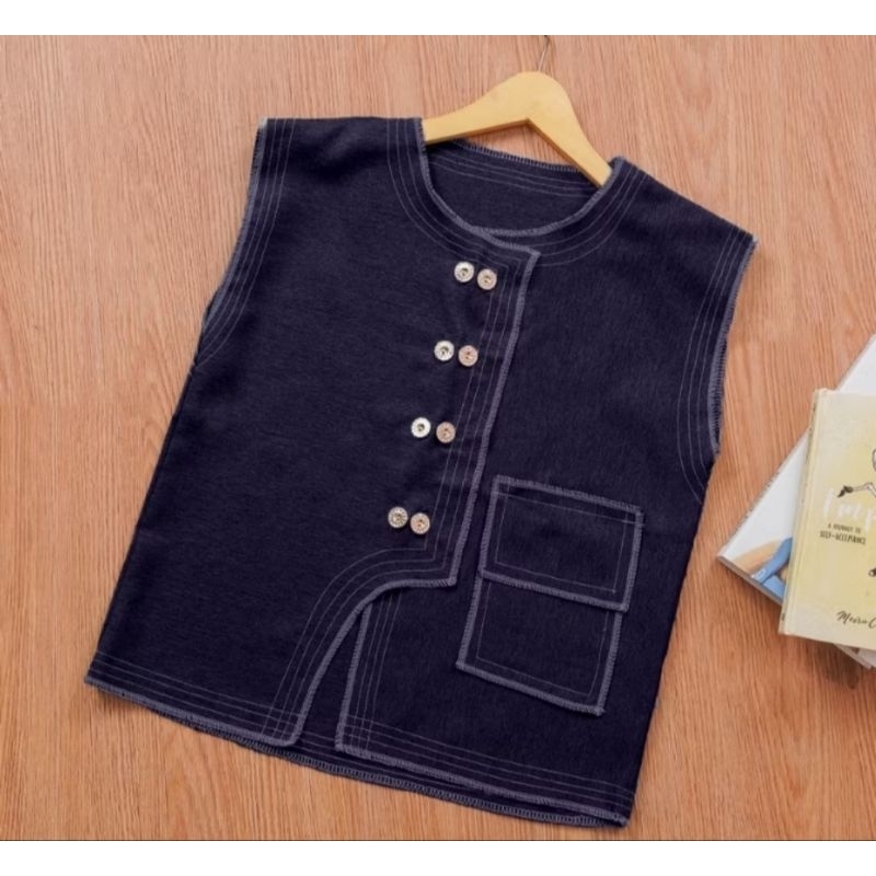 Jual Rompi (Vest) Jeans Premium Wanita Oversized Woman Korean Style ...
