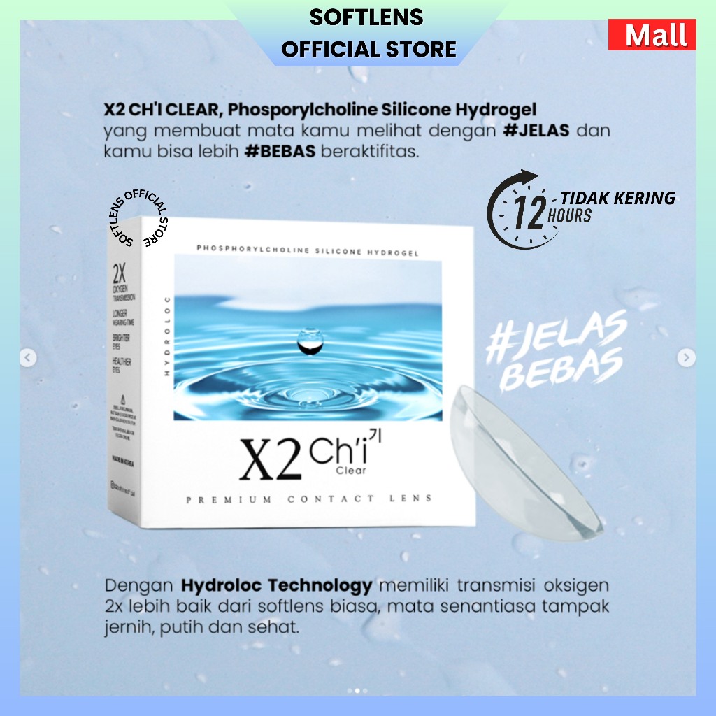 Jual SOFTLENS X2 CHI CLEAR PREMIUM BENING CONTACT LENS MINUS (-0.50 S/D ...