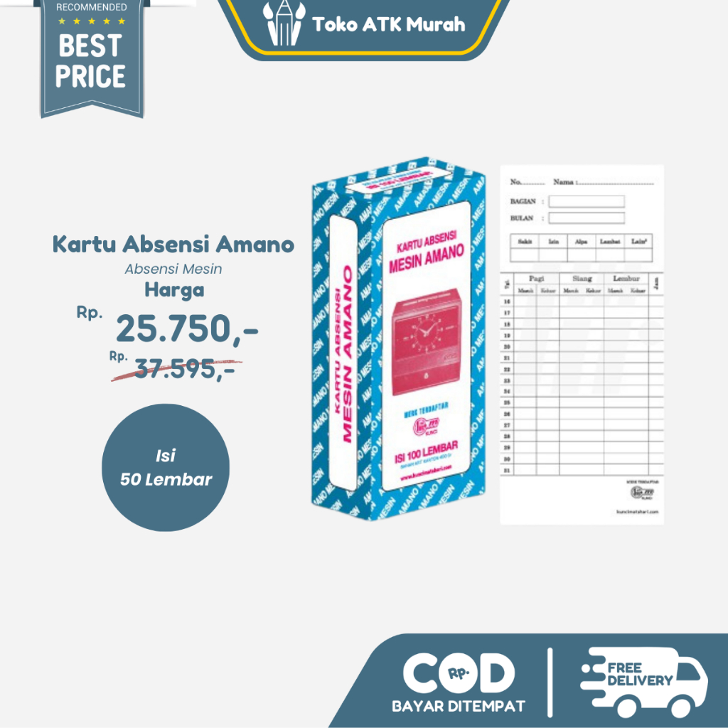 Jual Kartu Absensi Amano / Kartu Absensi Mesin | Shopee Indonesia