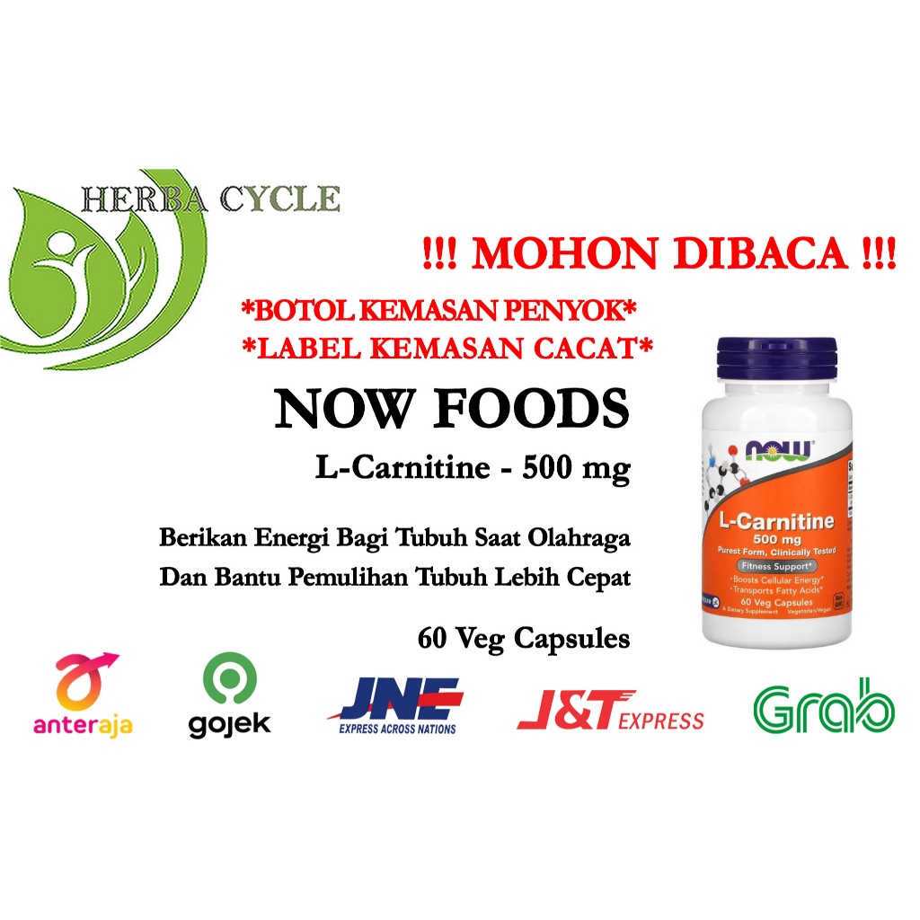 Jual Now Food L Carnitine 500 mg 60 Veg Cap Now Carnitine Naik Energi ...