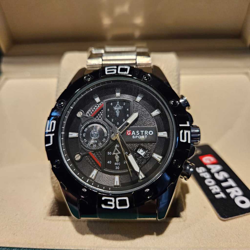 Jual Jam tangan pria Sport watch Gastro motif garis merah chrono dengan ...