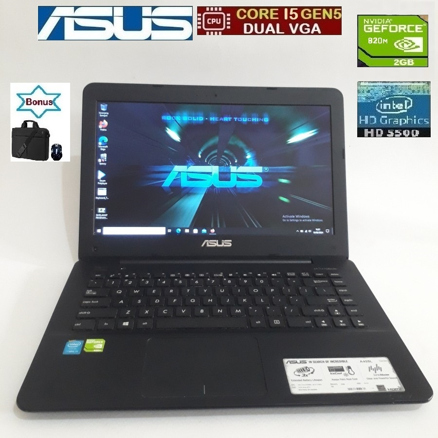 Jual LAPTOP GAMING DESAIN ASUS X455L CORE I5 DUAL HARDIS SSD 256GB + HDD 500GB RAM 12GB DOBEL ...