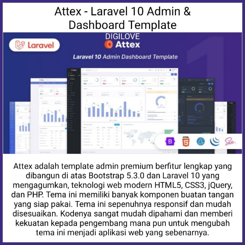 Jual Attex - Laravel 10 Admin & Dashboard Template | Shopee Indonesia