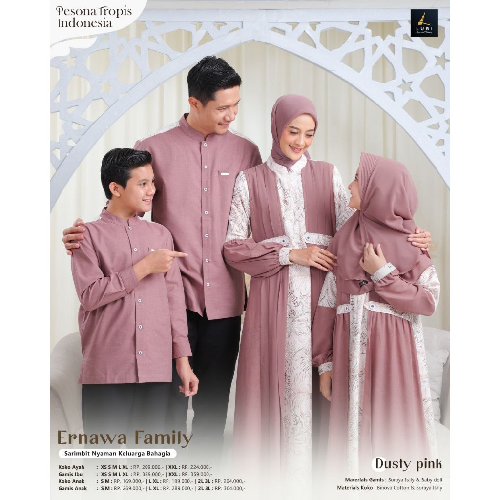 Jual SARIMBIT LUBI 2025 PREMIUM TERBARU ERNAWA FAMILY WARNA DUSTY PINK ...