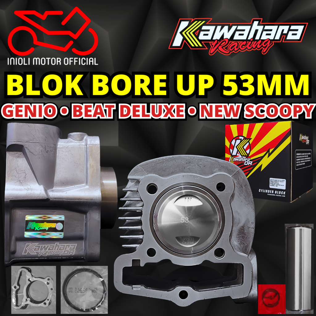 Jual BLOK SEHER BORE UP 53 KAWAHARA RACING 53MM GENIO BEAT DELUXE BEAT ...