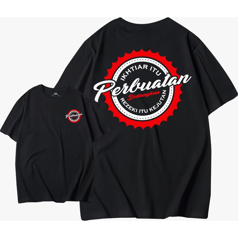 Jual kaos distro keren sablon ilustrasi gambar dan kata kat bahan ...