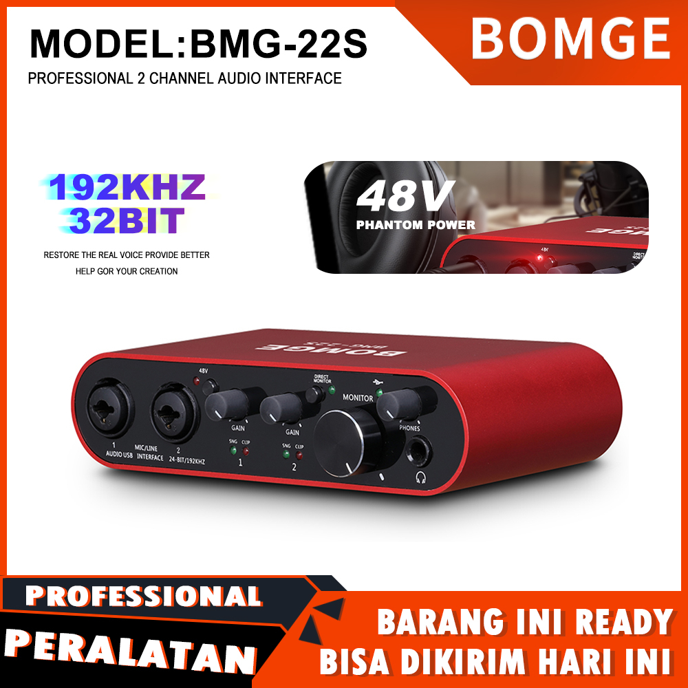 Jual BOMGE 22S USB Audio Interface SOLO Red dengan XLR/48V Phantom Power, 32Bit/192kHz High ...
