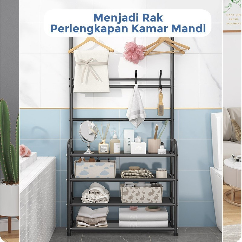 Jual Rak Sepatu Rak Topi Tas Multifungsi Stand Hanger Baju Aesthetic ...