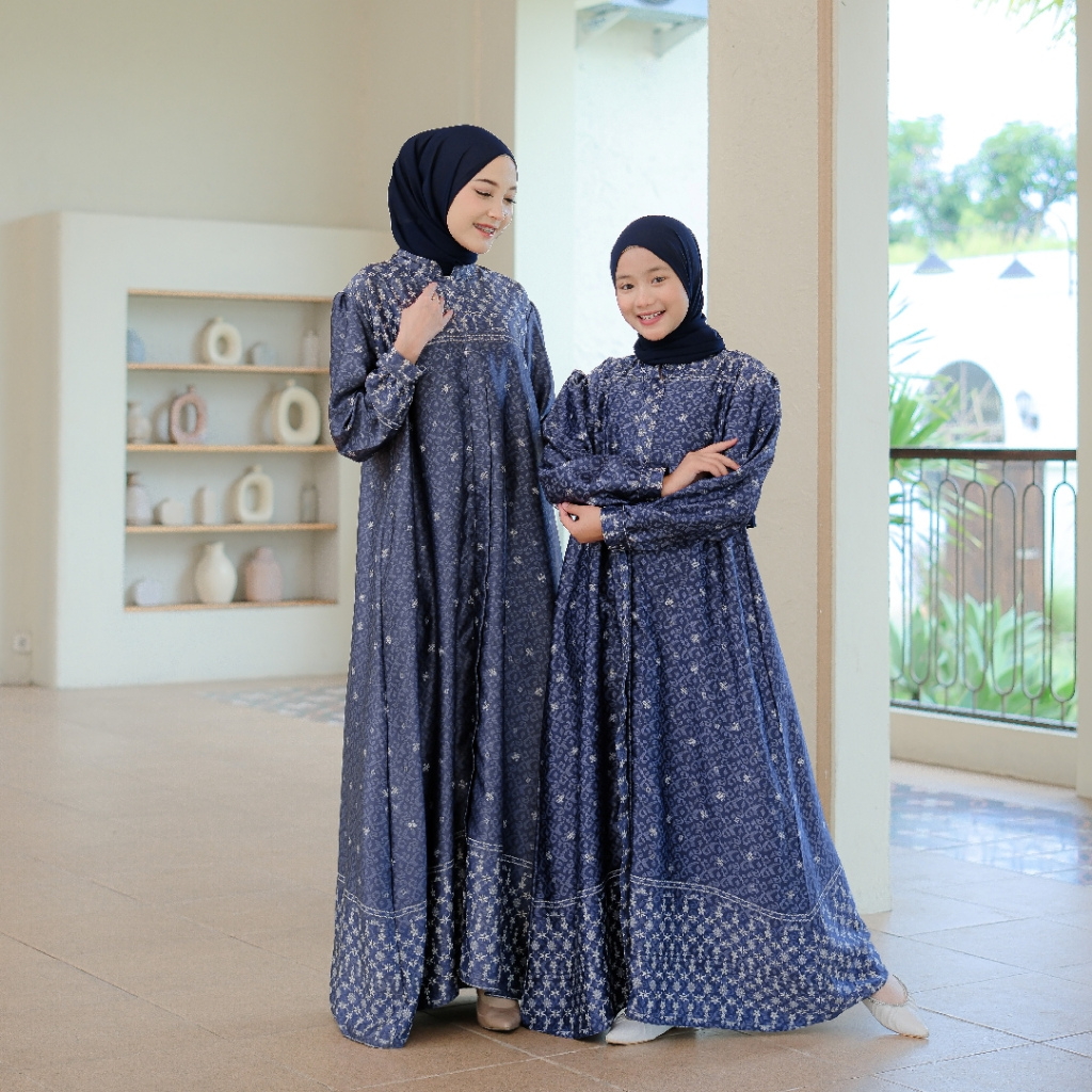 Jual Baju By Lora - Gamis Couple Keluarga HAGYA NAVY | Set Gamis Koko ...