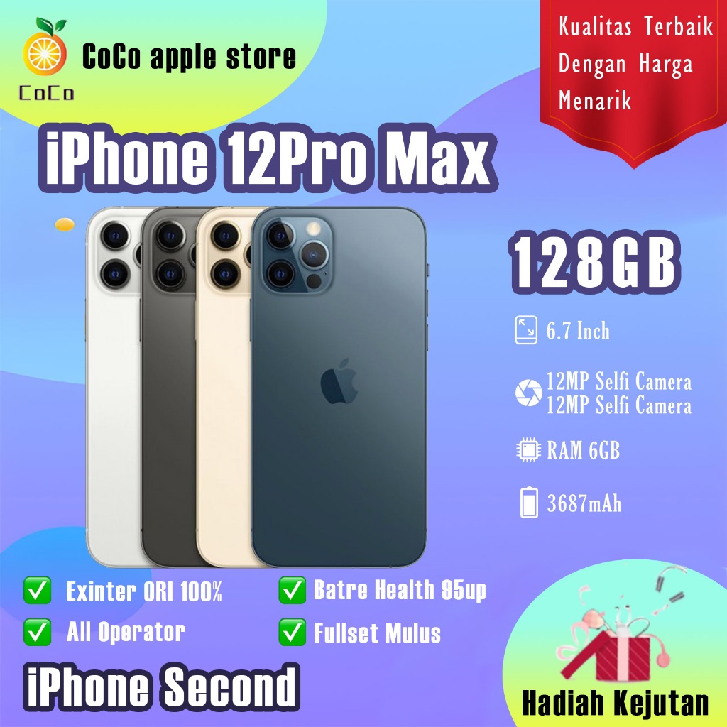 Jual iPhone 12Pro Max 128GB Second Original100% 6.7" OLED-Ori Fullset All Sim Mulus Normal Like ...
