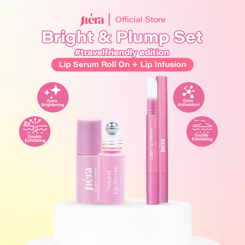 Jual [BUNDLING] JIERA Bright & Plump Set Lip Serum Roll On 5ml + Lip ...