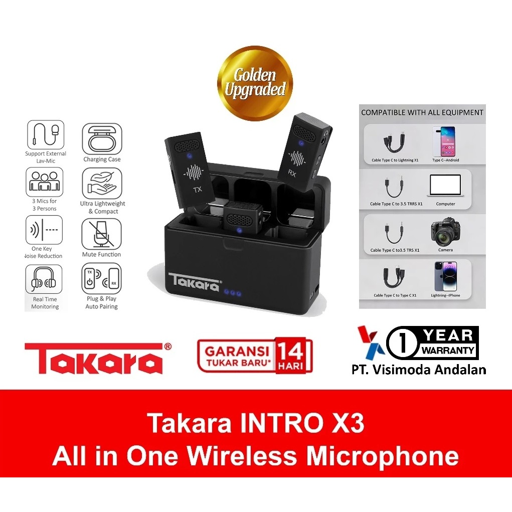 Jual Takara INTRO X3 Digital Wireless Mic Microphone with Charging Case ...