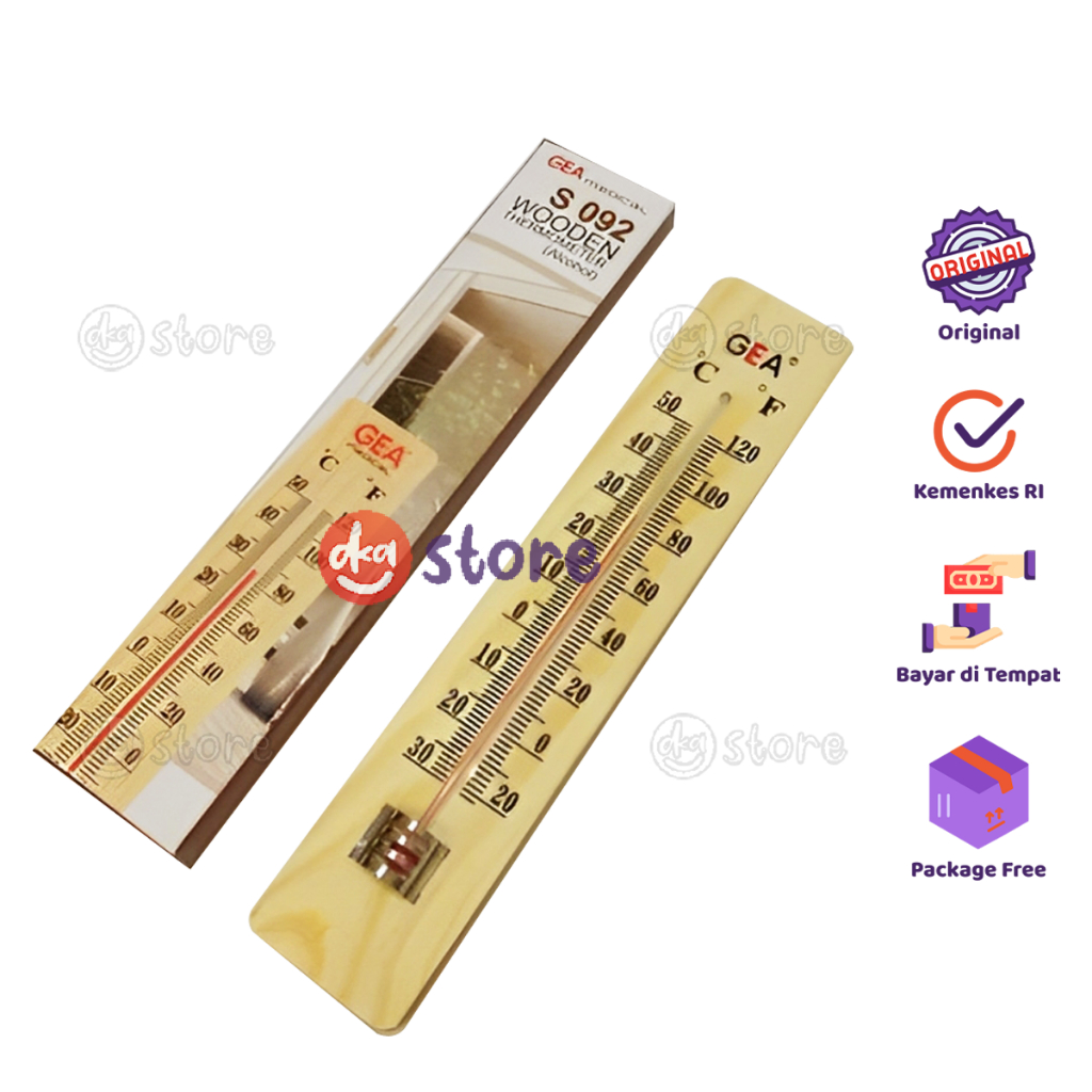 Jual Termometer Ruangan Kayu GEA S092 / Thermometer Alat Pengukur Suhu ...