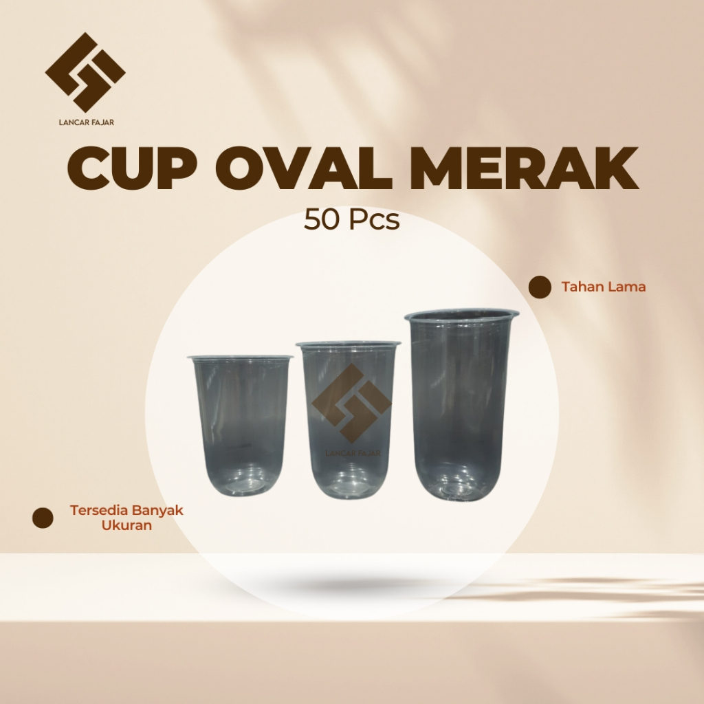 Jual [50 biji] cup oval merk merak ukuran 12 / 14 / 16 / 18 / 22 oz ...