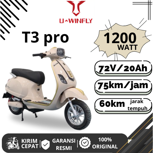 Jual Motor Listrik Uwinfly T3 PRO T3S PRO Vespa termurah Baterai 72V20Ah 1200W | Shopee Indonesia