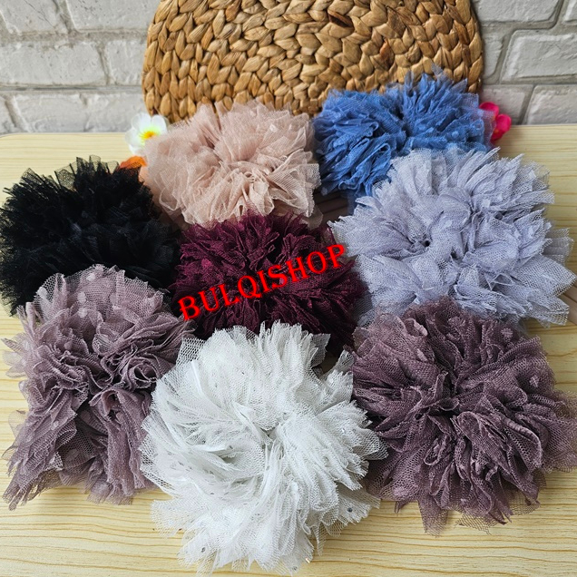 Jual kunciran cepol tile halus ikat rambut hijab kuncir scrunchie tulle ...
