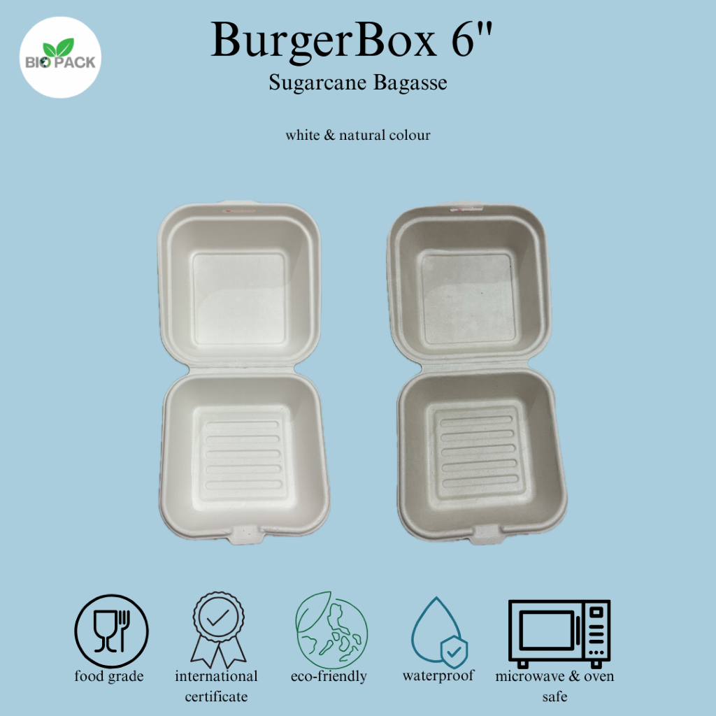 Jual 25 pcs Bagasse Burger Box / Bento Cake 6” | Shopee Indonesia
