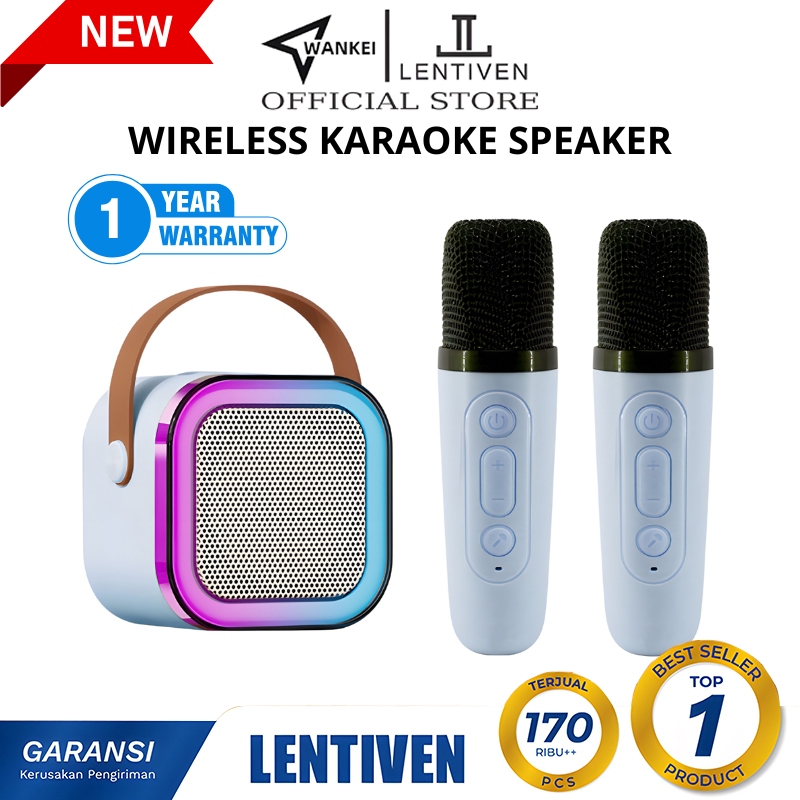 Jual WANKEI LENTIVEN Bluetooth Mini Speaker Karaoke Set 2 Mic Full Bass ...