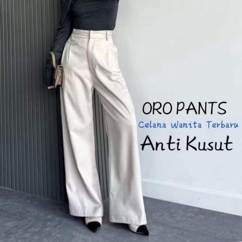 Jual ORO PANTS - Celana Loose Pants Trouser Wanita Highwaist - Celana ...
