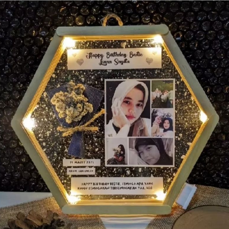 Jual BINGKAI HEXA FRAME MAHAR SCRAPBOX GIFT ULTAH | Shopee Indonesia
