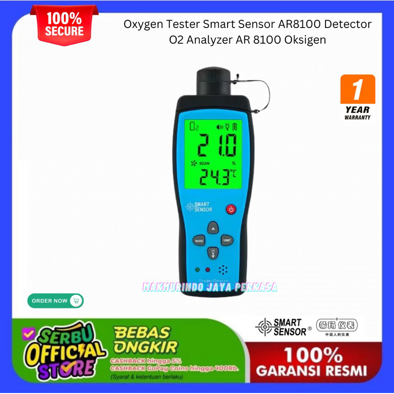 Jual Oxygen Tester Smart Sensor AR8100 Detector O2 Analyzer AR 8100 ...