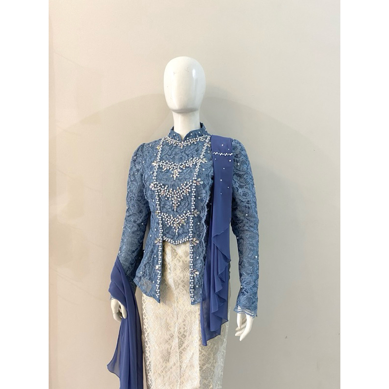 Jual Kebaya kutubaru hijab denim full payet untuk wisuda kondangan dan ...