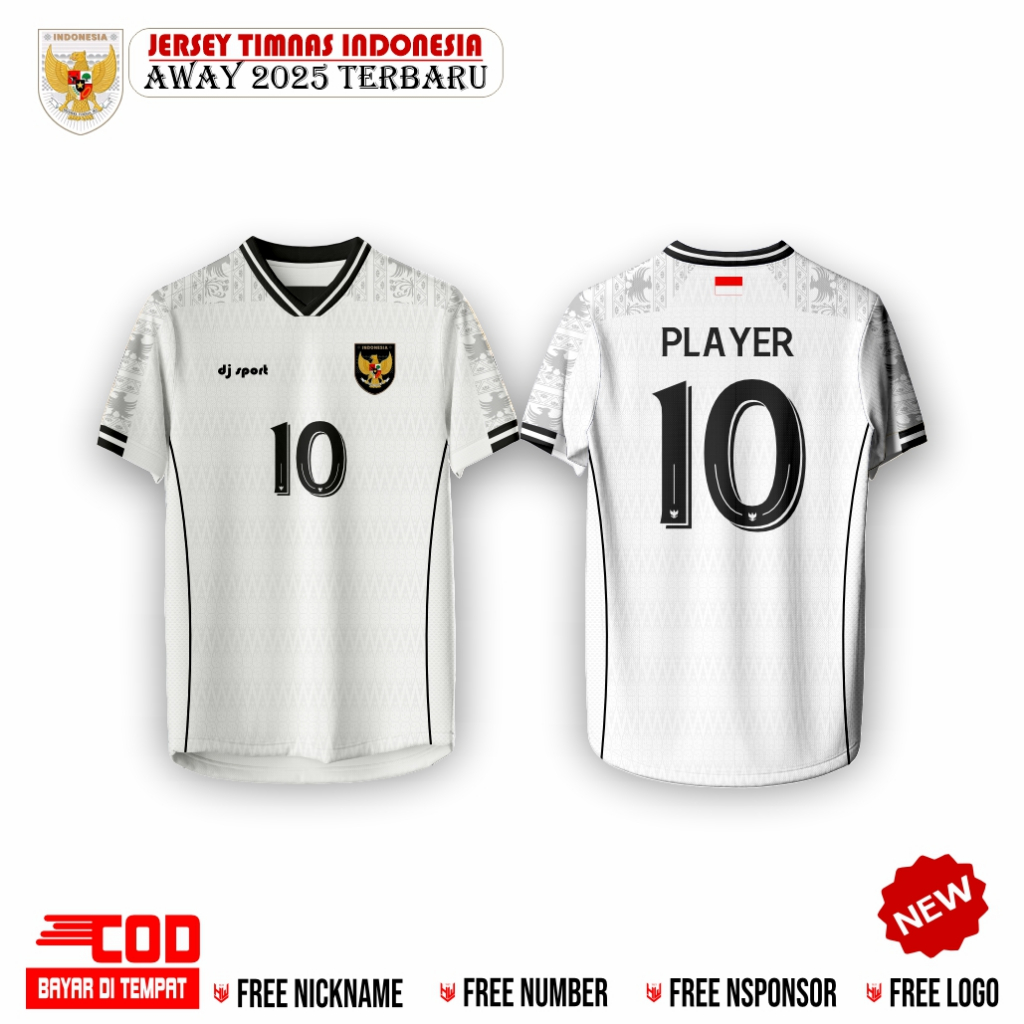 Jual Baju Jersey TIMNAS INDONESIA Terbaru 2025 Putih Away Full Printing Premium Gratis Pasang ...