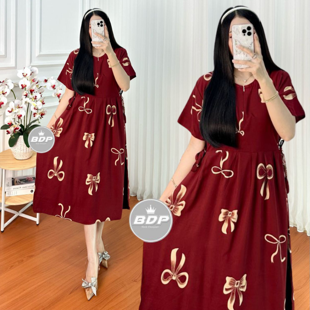 Jual Daster wanita Panjang Rayon Grade A Busui Resleting Depan | Daster ...