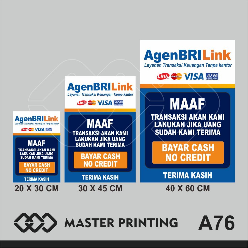 Jual A76 - Acrylic Sign, Stiker Akrilik Agen BRI Link, Tahan Air ...