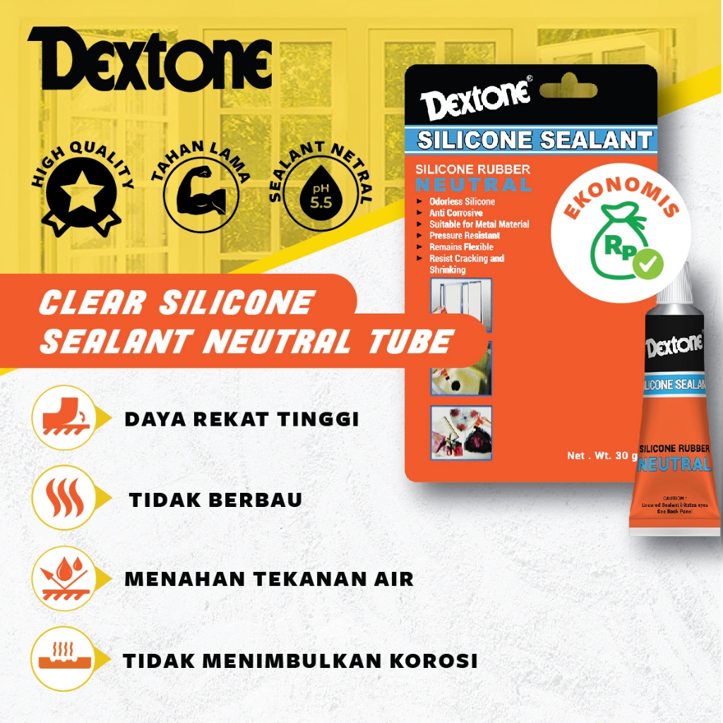 Jual Dextone Lem Kaca Silicone Sealant Netral 30 Gr | Shopee Indonesia