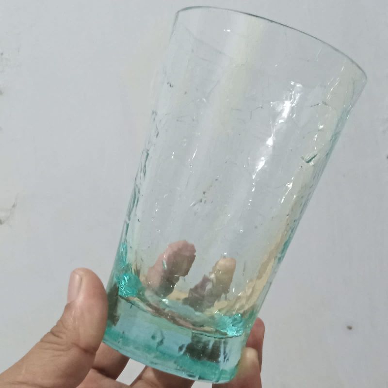 Jual Pajangan gelas antik unik warna aquamarine motif retak es size ...