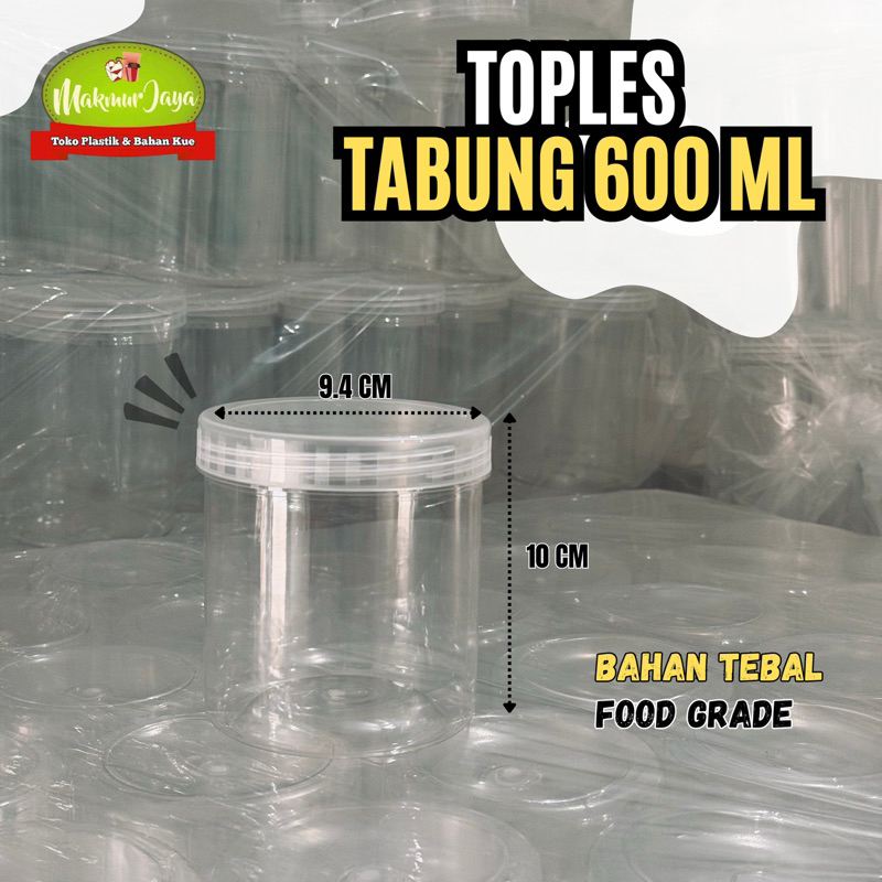 Jual Toples plastik bentuk tabung bening cylinder 500 - 600 ml untuk kue kering isi 40 pc ...