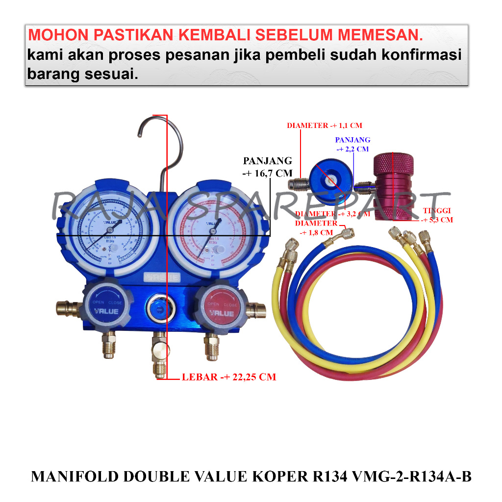 Jual MDVK134 MANIFOLD SET / MANIFOLD DOUBLE / MANIFOLD DOUBLE VALUE KOPER R134 VMG-2-R134A-B ...