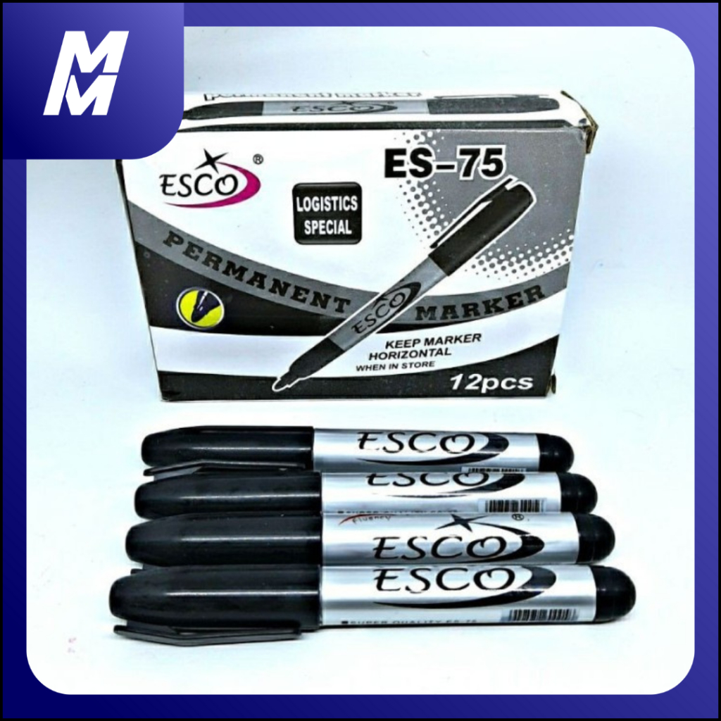 Jual MM - 1 pc Spidol Permanen Esco ES75 Tinta Hitam | Shopee Indonesia