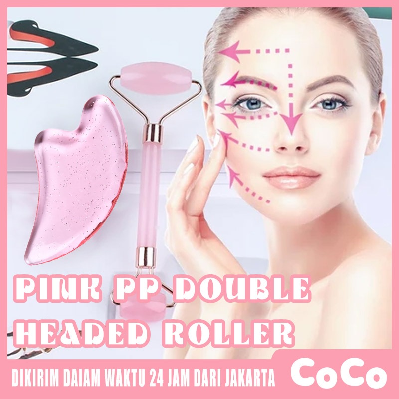 Jual CoCo Pink PP Double Headed Roller Alat Pijat Muka Batu Guasha ...