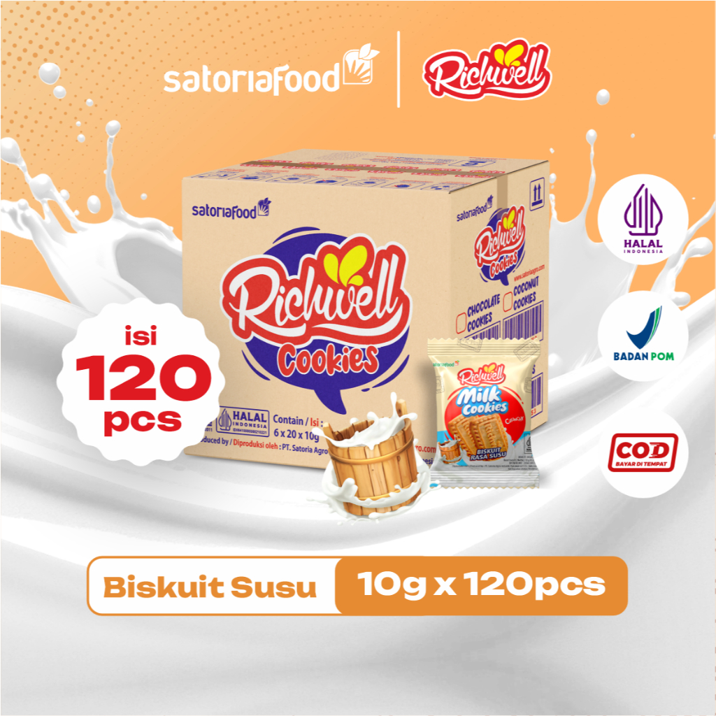Jual Snack Richwell Milk Cookies 10g | [ 1 Dus ] Cemilan Biskuit Kukis ...
