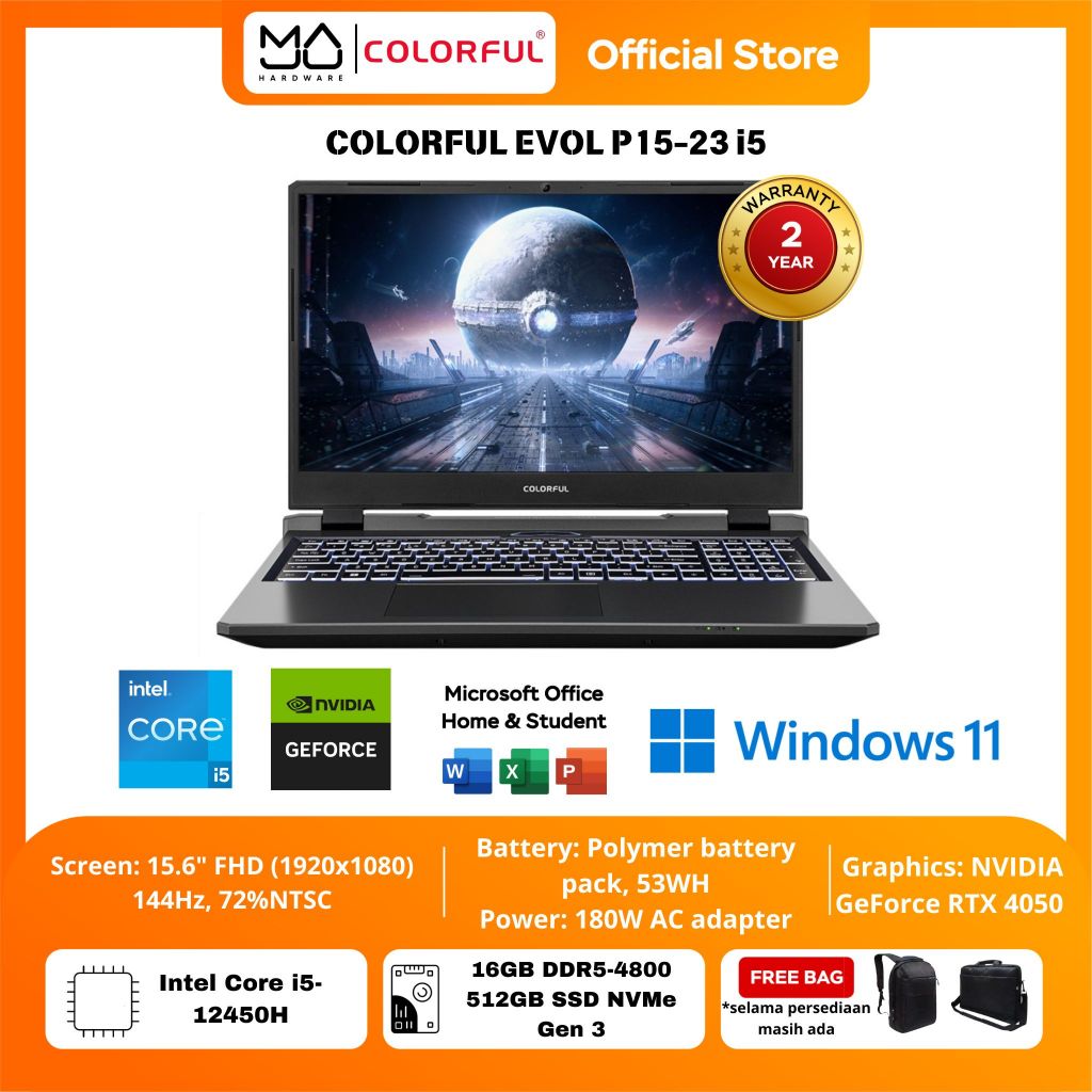 Jual Laptop Gaming COLORFUL EVOL P15-23 i5-12450H RTX4050 512GB SSD ...