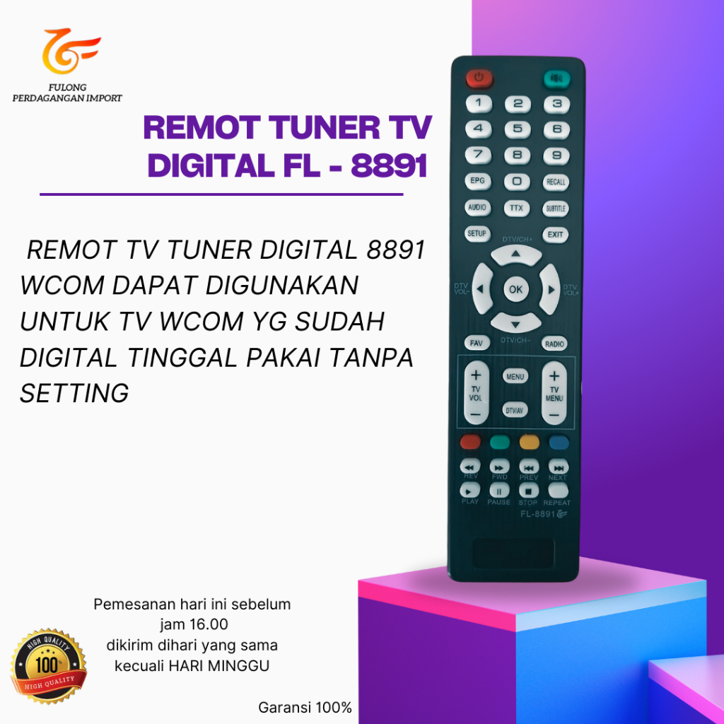 Jual Remot Remote Stb Tunner Tv Digital LED LCD WCOM Type RM-8891 ...