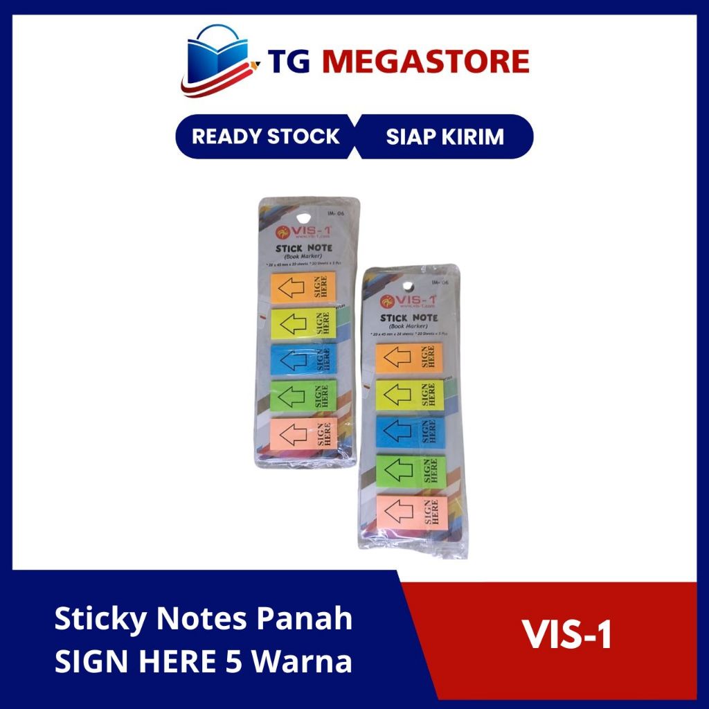 Jual Sticky Notes VIS-1 Panah SIGN HERE ( 5 Warna ) IM-06 | Shopee ...
