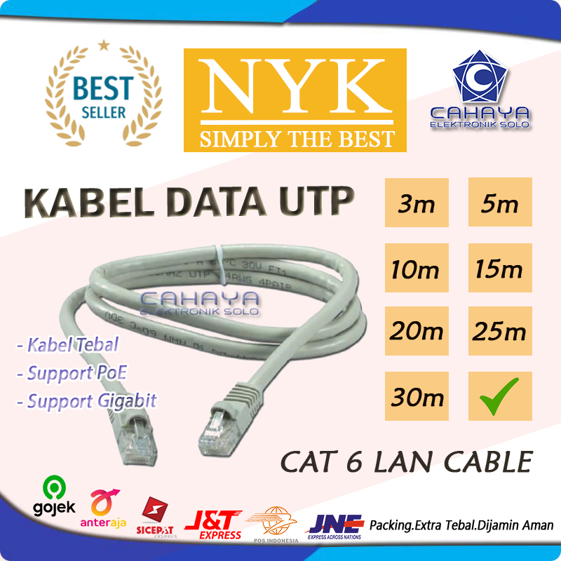 Jual Kabel Lan Cat6 Siap Pakai NYK Kabel Lan UTP Cat 6 3m 5m 10m 15m ...